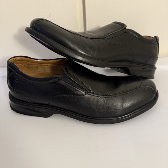 Clarks | Shoes | Clarks Mens Leather Cotrell Step Slip On Loafers Black ...